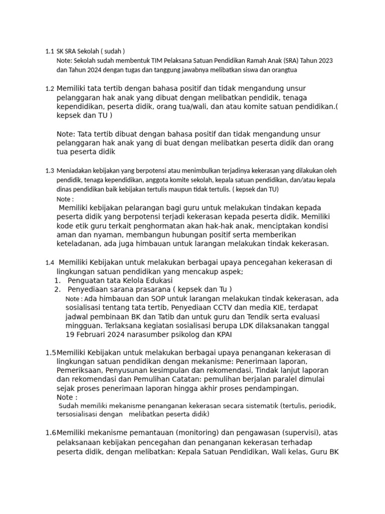SK SRA Sekolah Per Komponen | PDF
