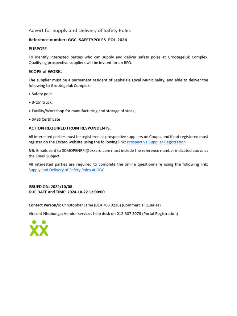 Expresssion of Interest Advert For GGC Safety Poles | PDF