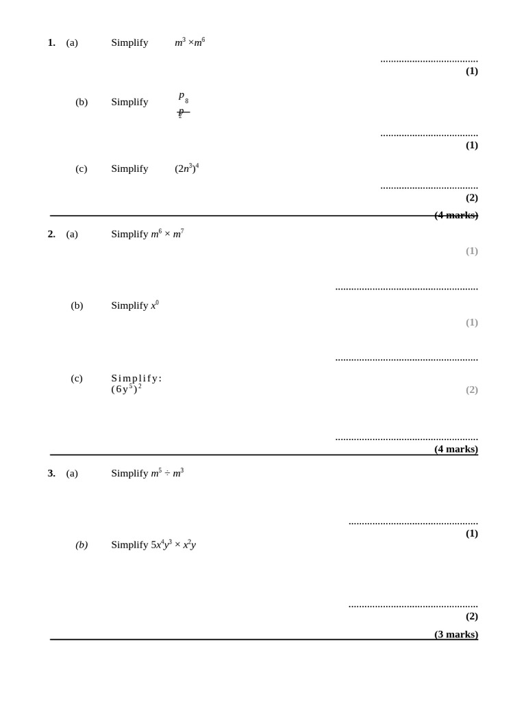 Indices Practice Qs Physics and Maths Tutor | PDF | Teaching Methods & Materials | Computers