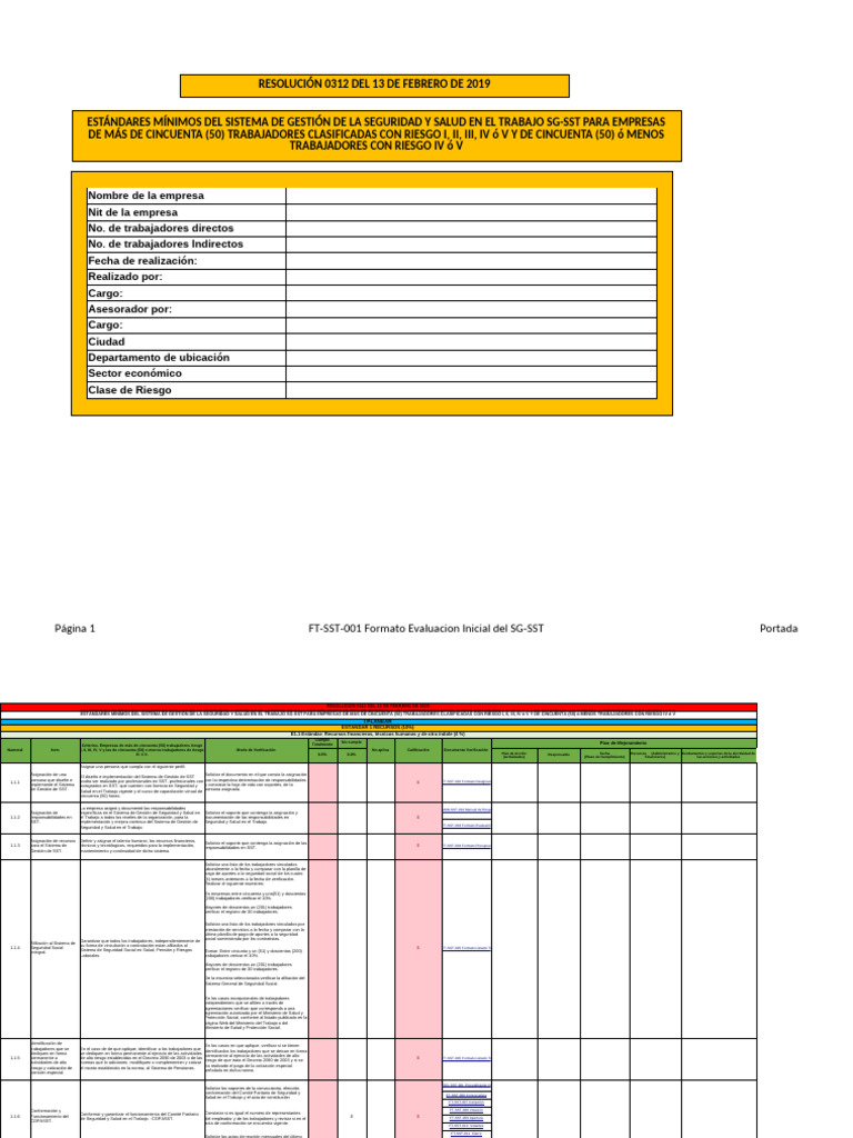 FT-SST-001 Formato Evaluacion Inicial Del SG-SST | PDF | Derecho laboral | Pensión