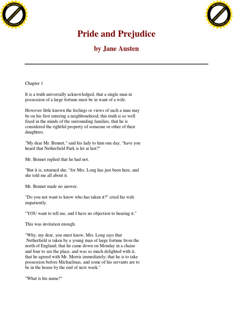 Pride and Prejudice | PDF | Pride And Prejudice | Mr. Darcy