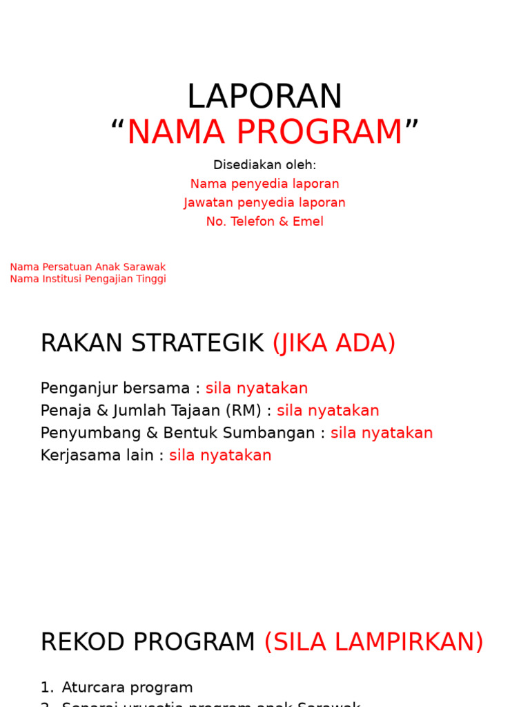 Format Laporan Program Tajaan SV | PDF