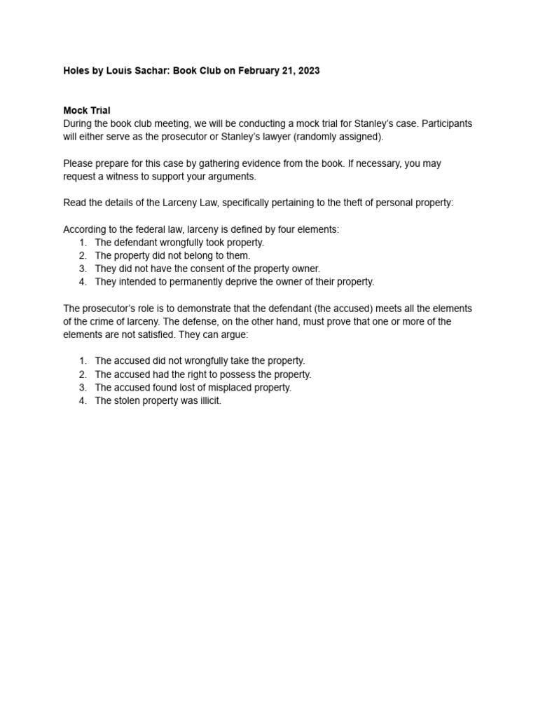 Holes by Louis Sachar | PDF | Social Science | Law