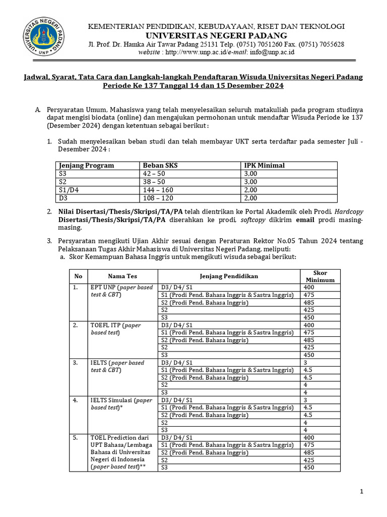 Panduan Wisuda UNP Desember 2024 | PDF