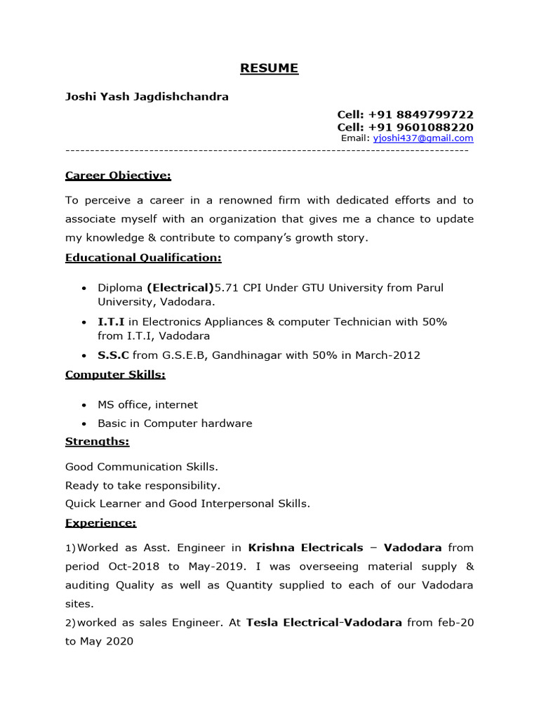 Yash Baiodata 1 | PDF