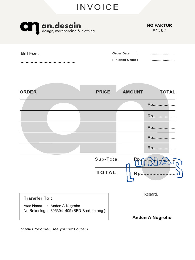 Abu-Abu Dan Putih Minimalis Tagihan Pembayaran Invoice | PDF