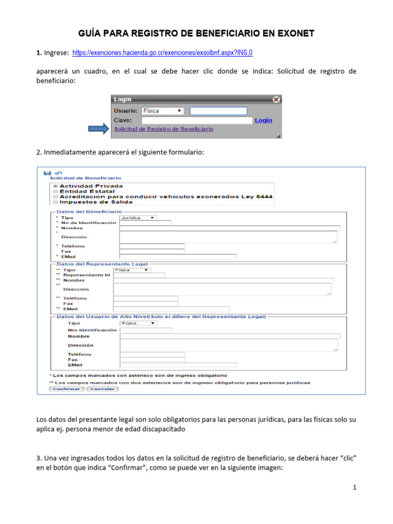 Guía Registro Beneficiario Exonet | PDF | Contraseña | Informática