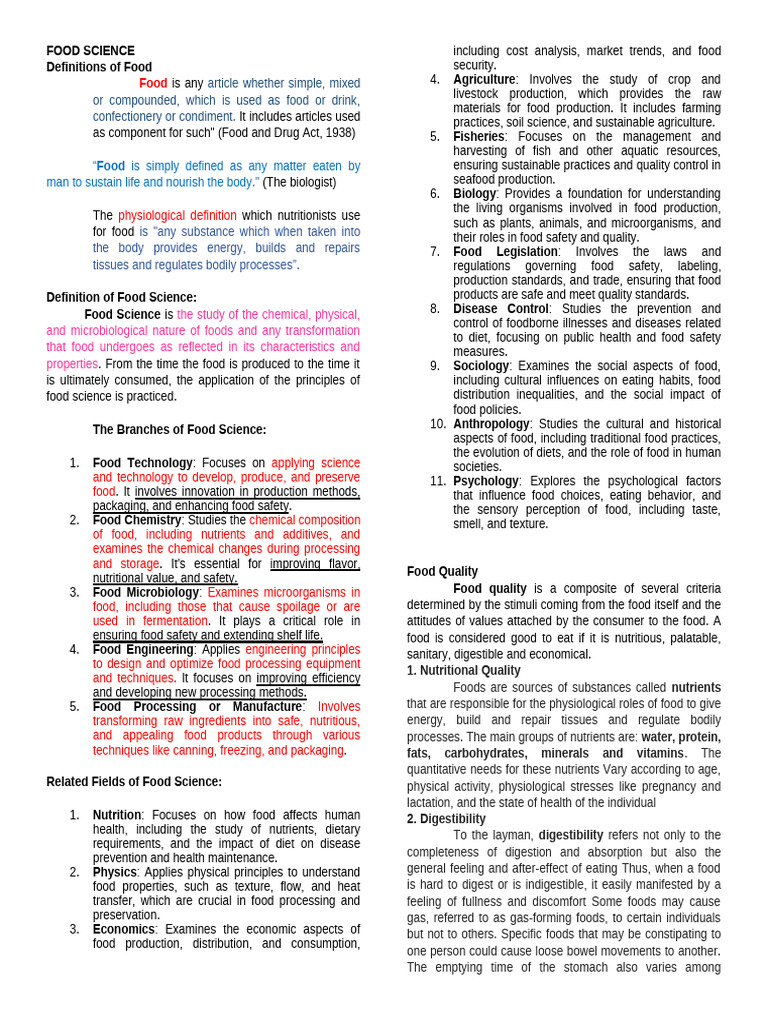 Food Science | PDF | Foods | Taste