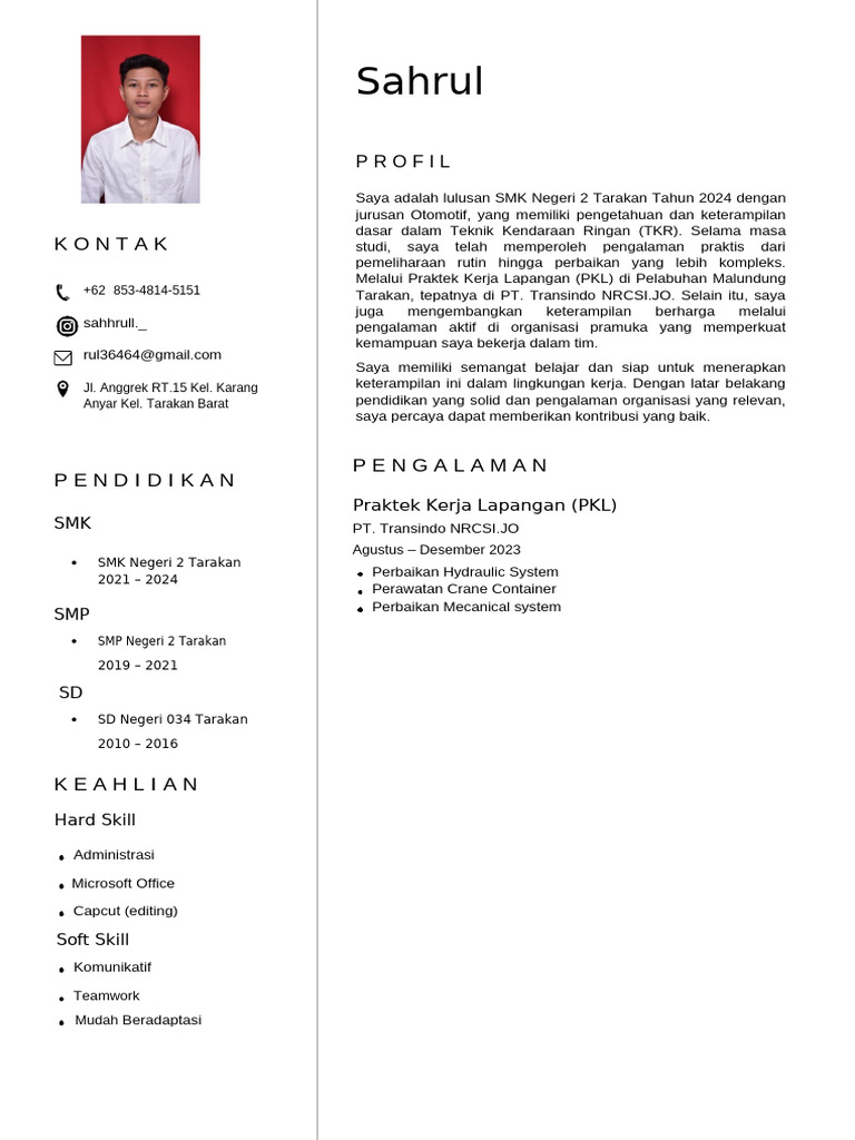 CV Sahrul | PDF