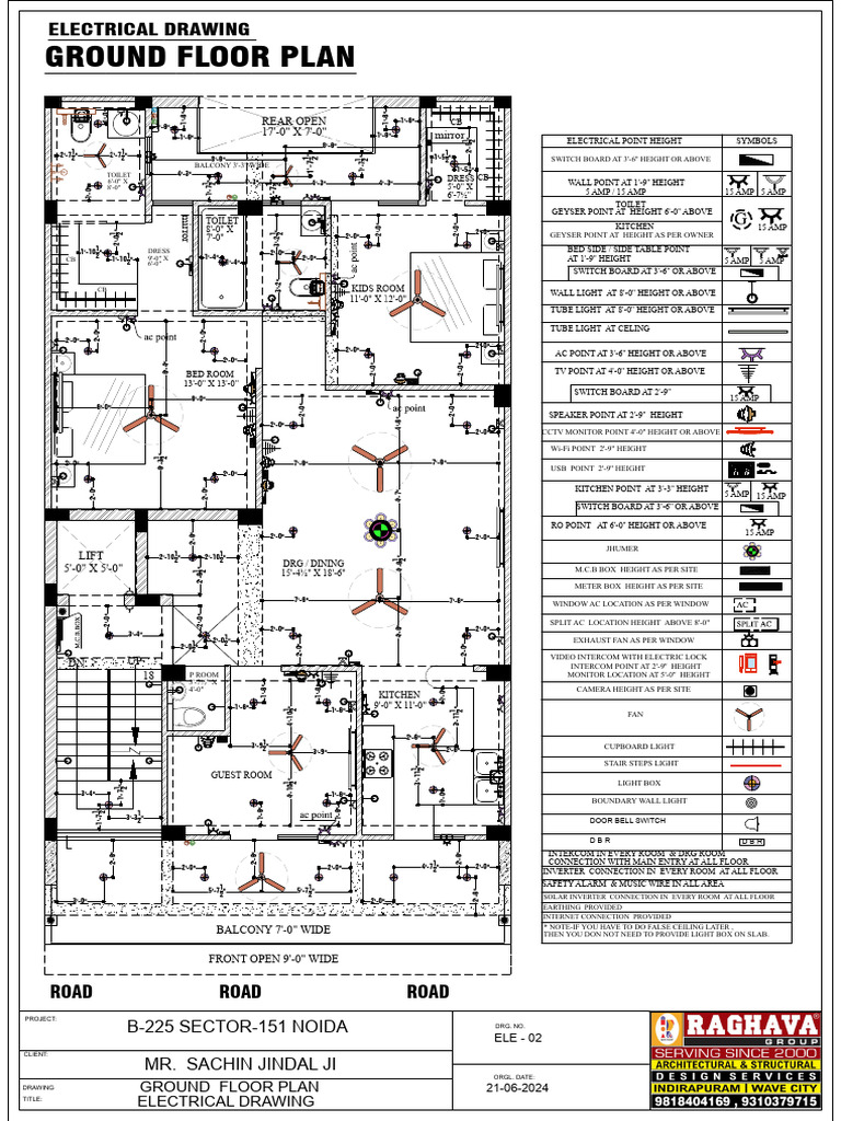 B-225 Sector-151 Noida Sachin Jindal B-225 Ground Floor Plan Electrical Drawing | PDF ...