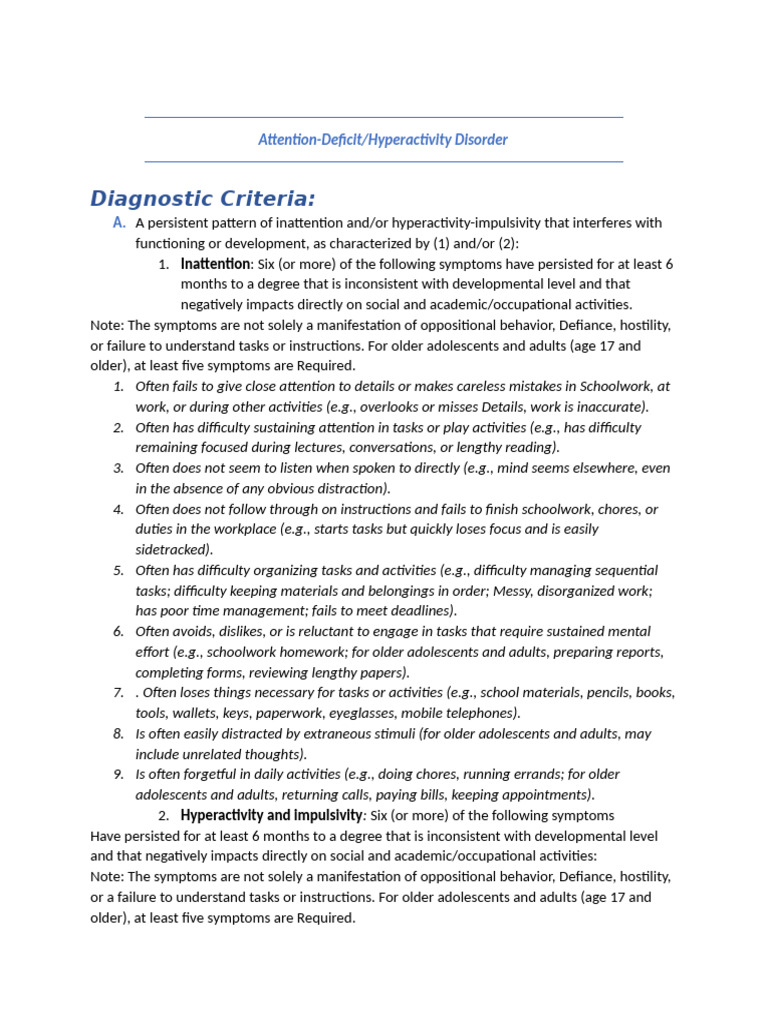 ADHD | PDF | Attention Deficit Hyperactivity Disorder | Mental Disorder