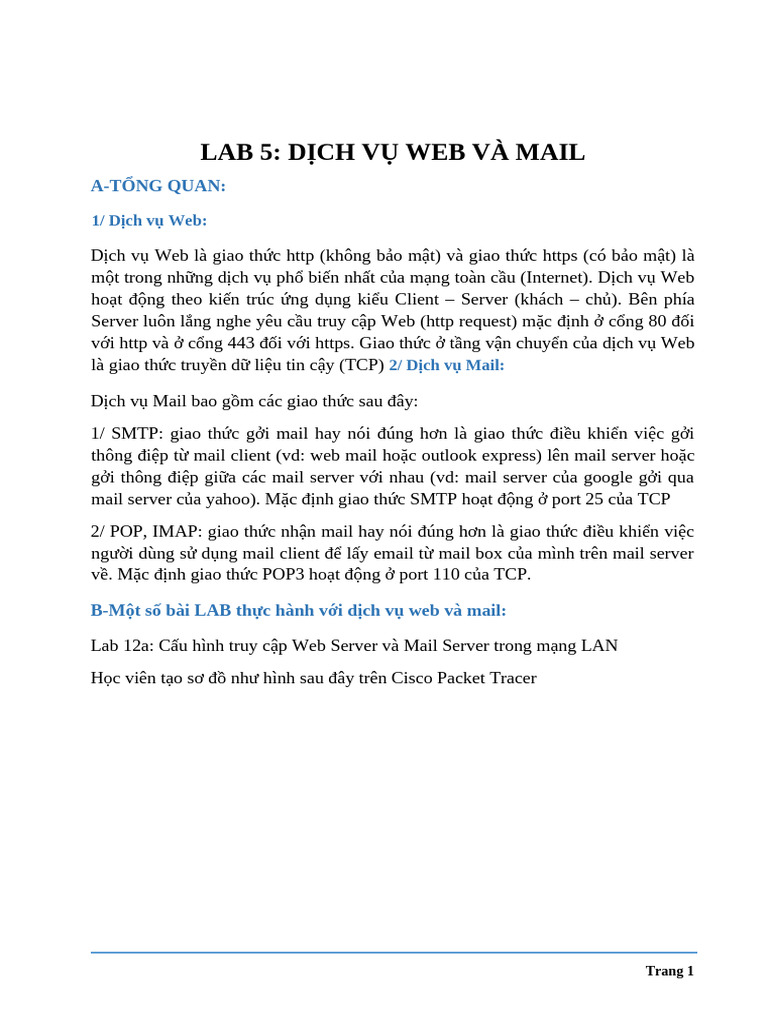 Lab 5 - Dich Vu Web Va Dich Vu Mail | PDF