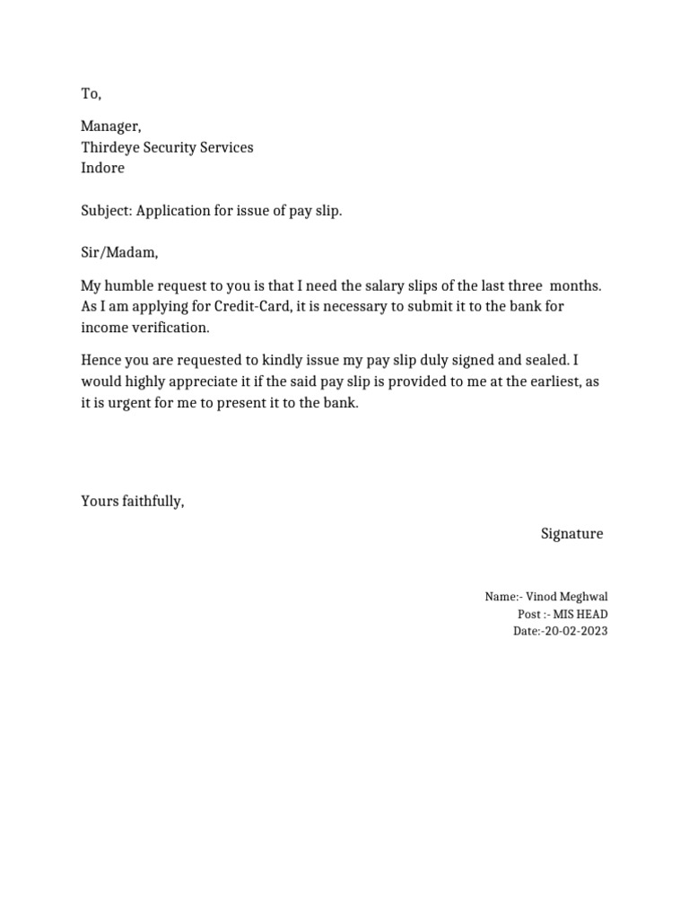 Request for Three Months Salary Slips | PDF