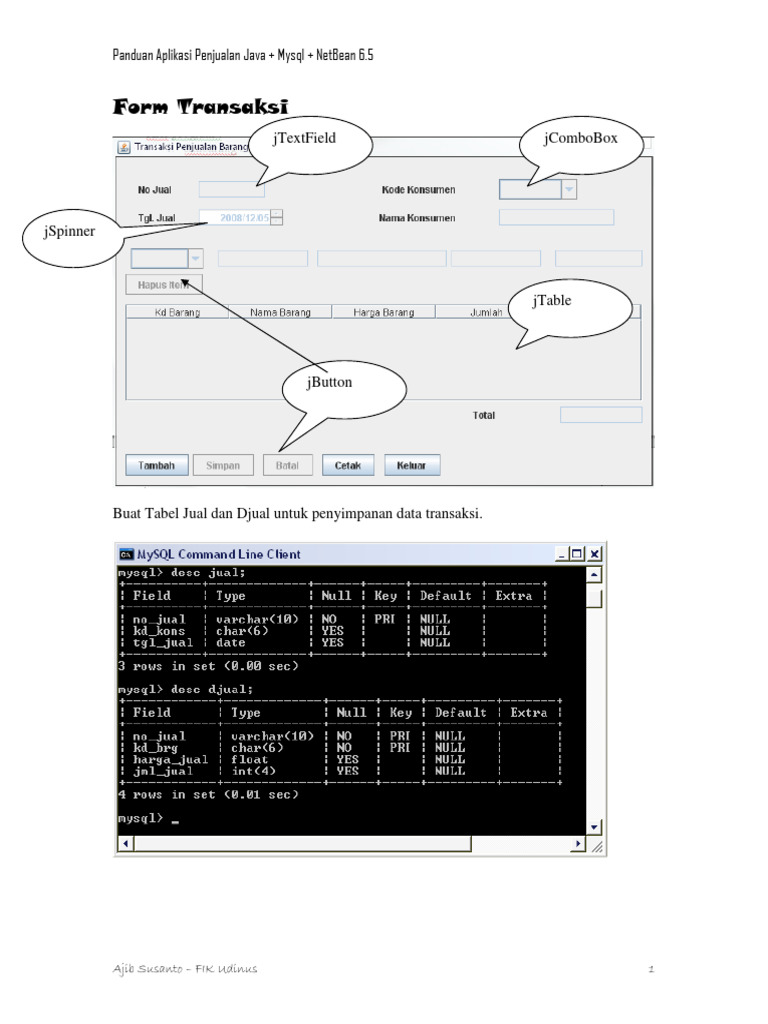 Panduan Aplikasi Penjualan Java Mysql Ne | PDF