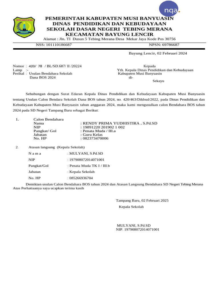 SK Bendahara SDN Tebing Merana (Rendy) | PDF