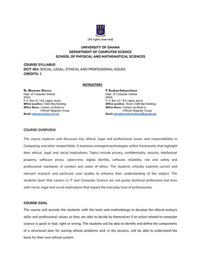 Ethical Issues in Computing Syllabus | PDF | Plagiarism | Artificial Intelligence