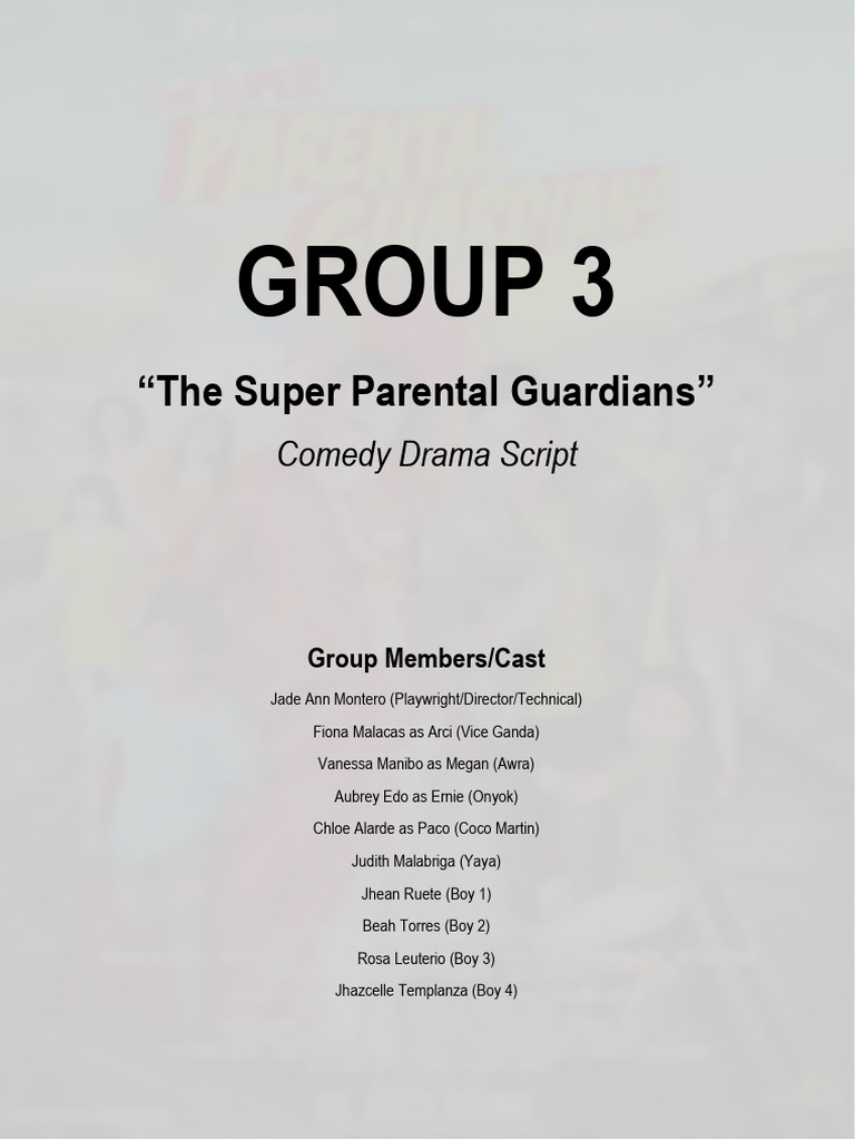 Super Parental Guardians Script | PDF