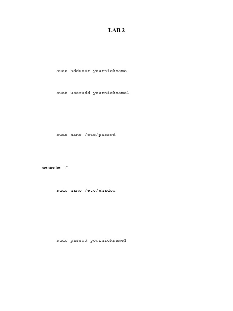 Lab 2 OS Linux User Management | PDF