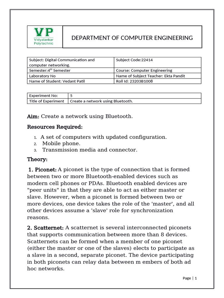Vedant Patil (23203B1008) 5 | PDF | Computer Network | Bluetooth
