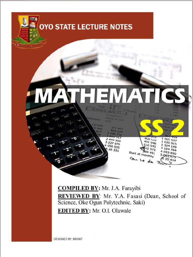 Oyo State SS2 Mathematics Lecture Notes | PDF | Circle | Significant ...
