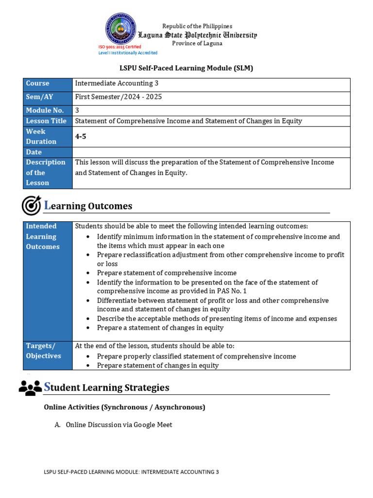 Intermediate Accounting 3 Module Overview Pdf Income Statement