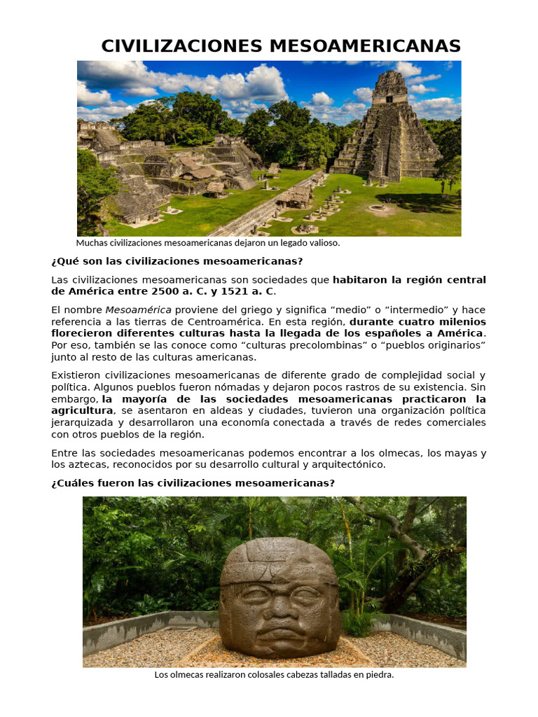 Civilizaciones Mesoamericanas | PDF | Mesoamérica | Civilización maya