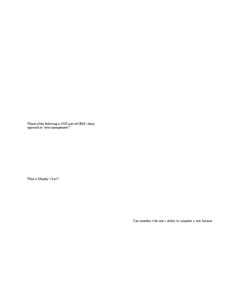 AMT Human Performance Limitations Questions | PDF | Psychology | Science