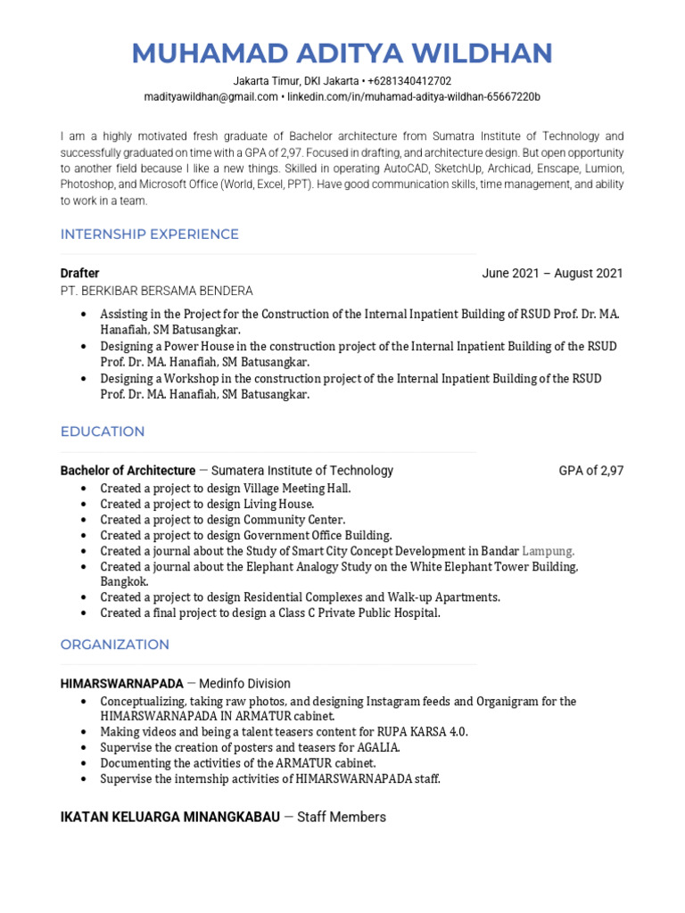 Fresh Architecture Graduate Profile | PDF | Software | Application Software