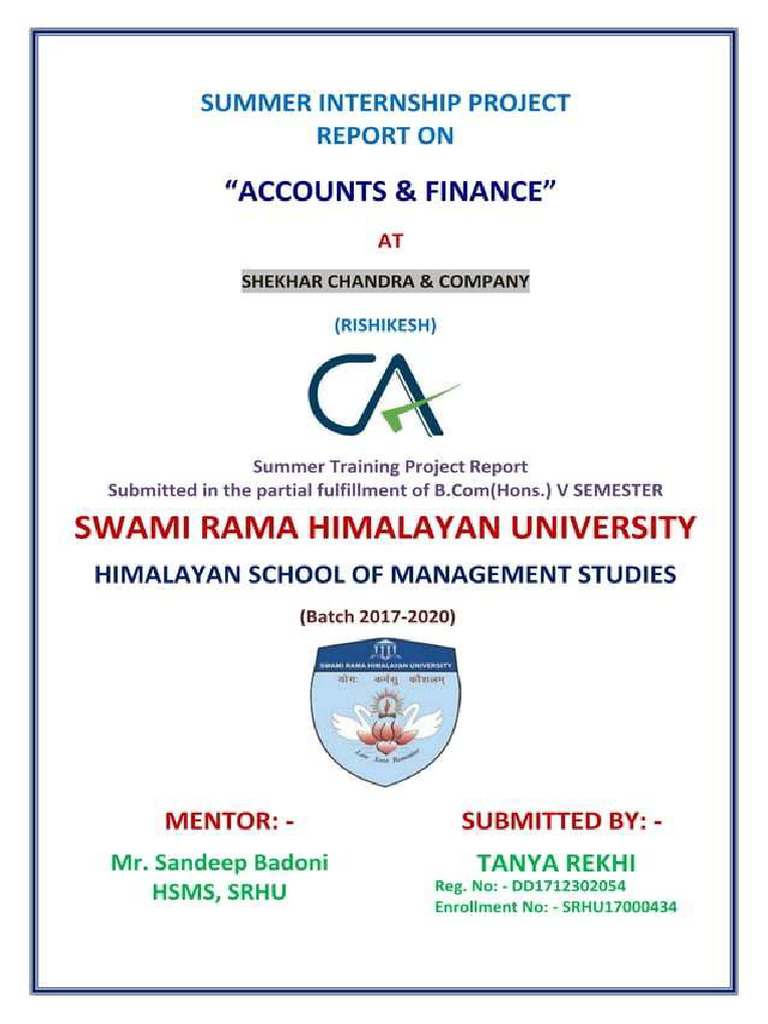 Accounts & Finance Internship Report | PDF | Audit | Financial Services