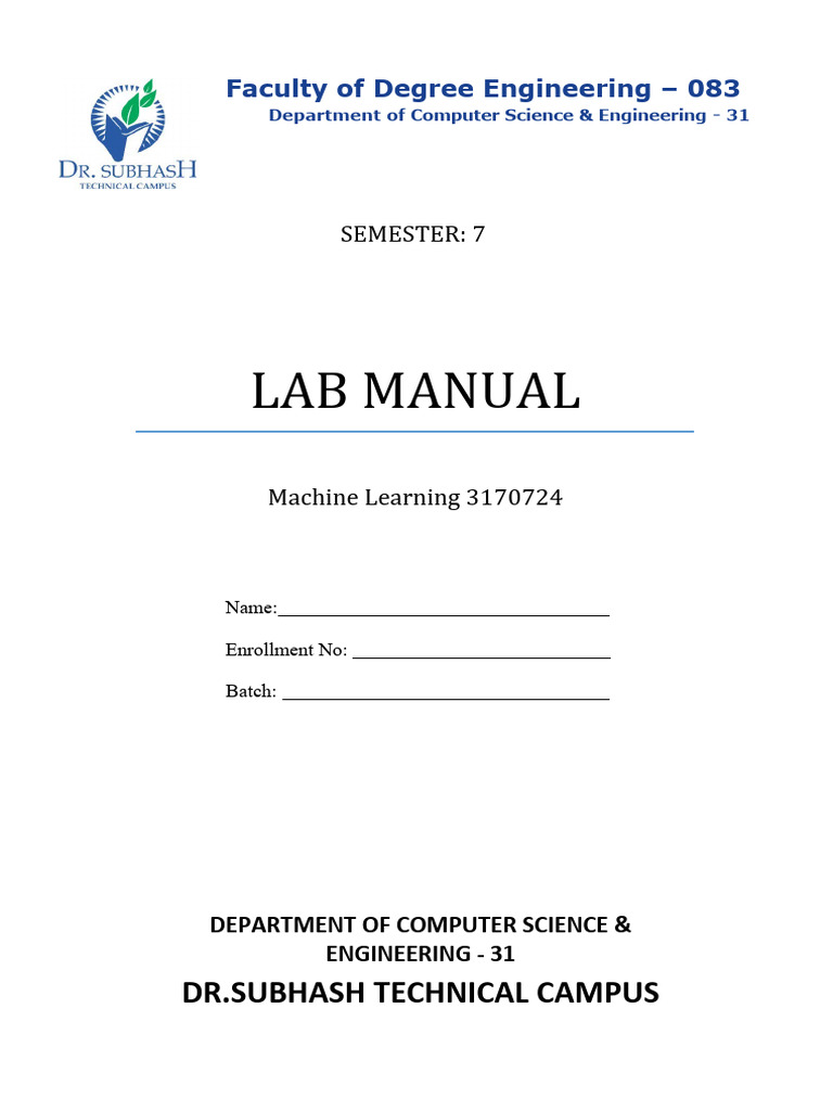ML Aml Cse It Lab Manual Final | PDF | Mean Squared Error | Dependent And Independent Variables