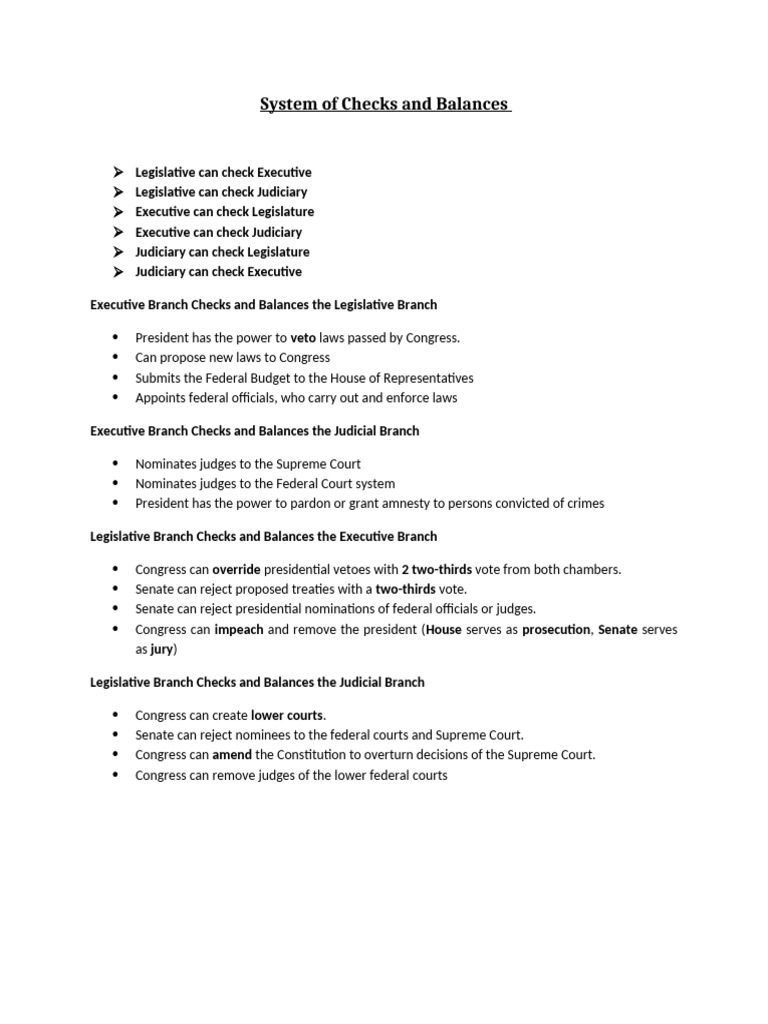7 - System of Checks and Balances | PDF | Politics