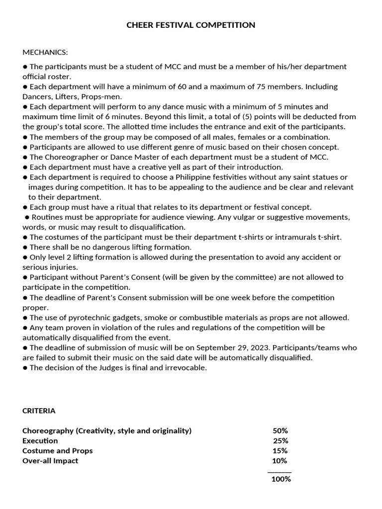 Cheer Festival Competition1 | PDF | Dances | Entertainment