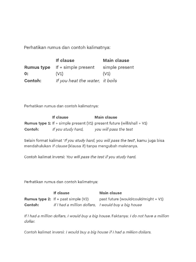 Panduan Jenis Conditional Sentence | PDF