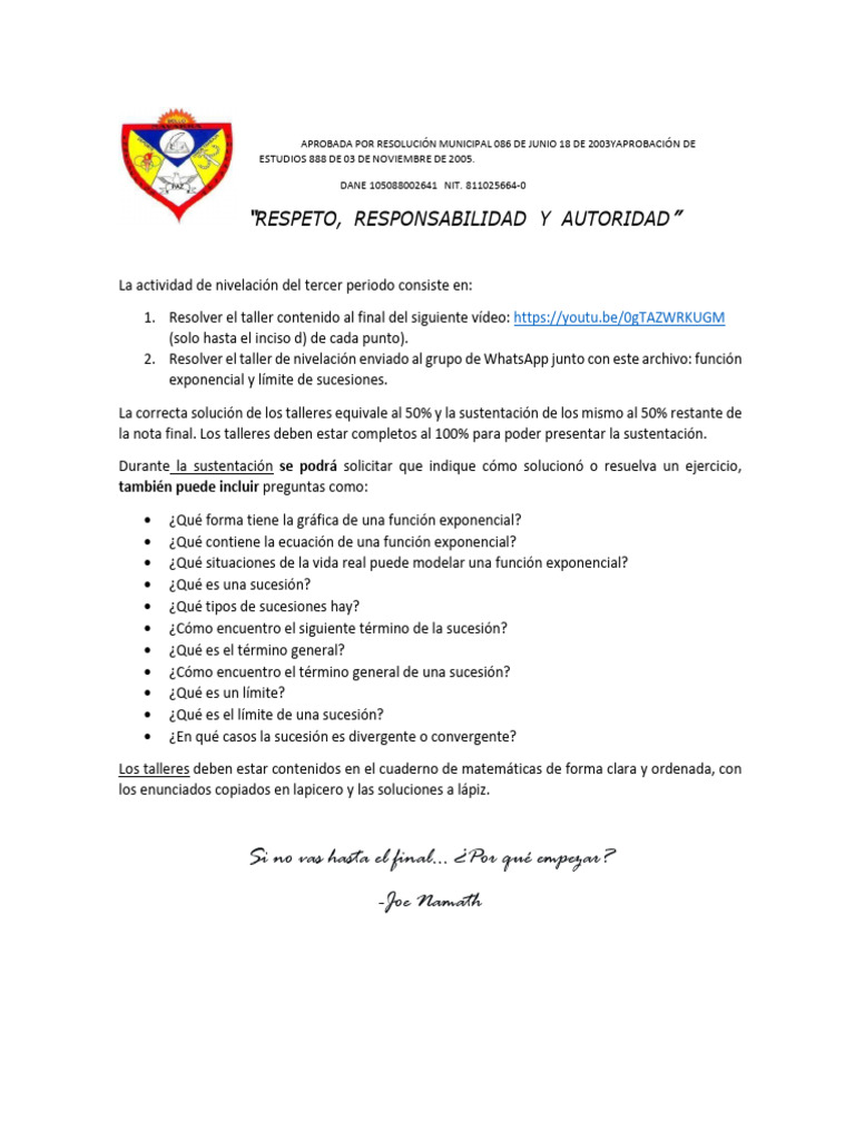 Actividad de Nivelación Undecimo B Tercer Periodo | PDF