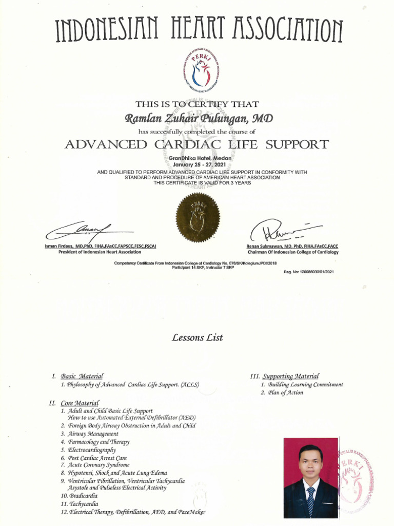 9b. Sertifikat Pelatihan Acls (Advance Cardiac Life Support) Indonesia ...