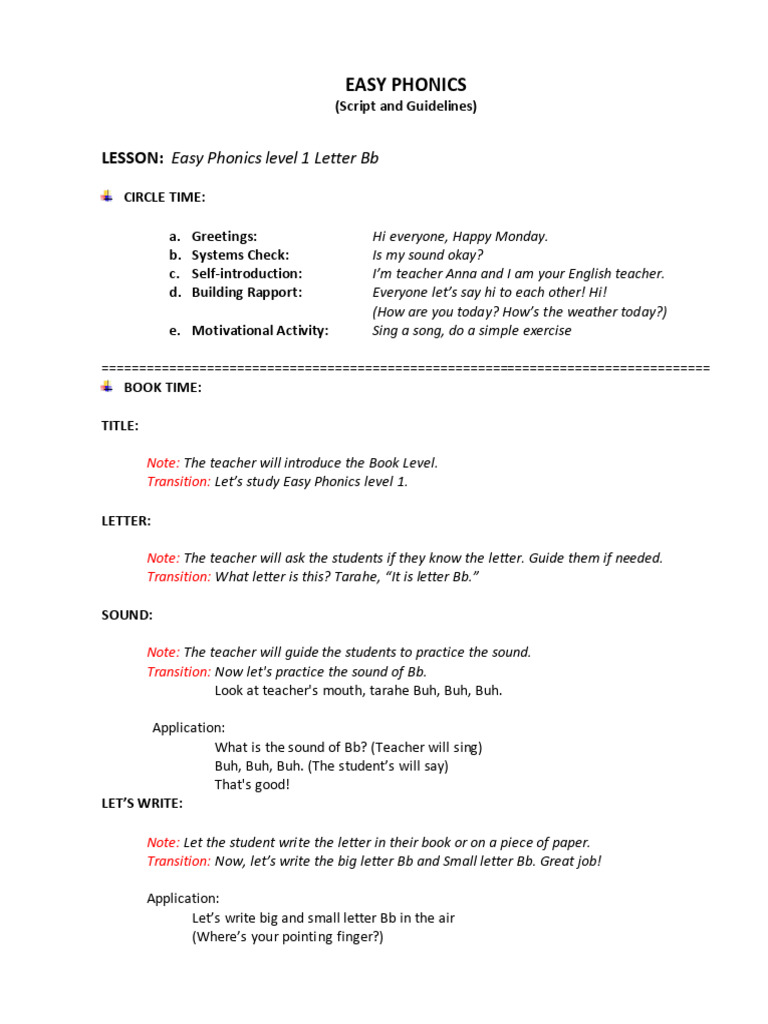 EASY PHONICS (Script and Guide) | PDF | Phonics | Learning