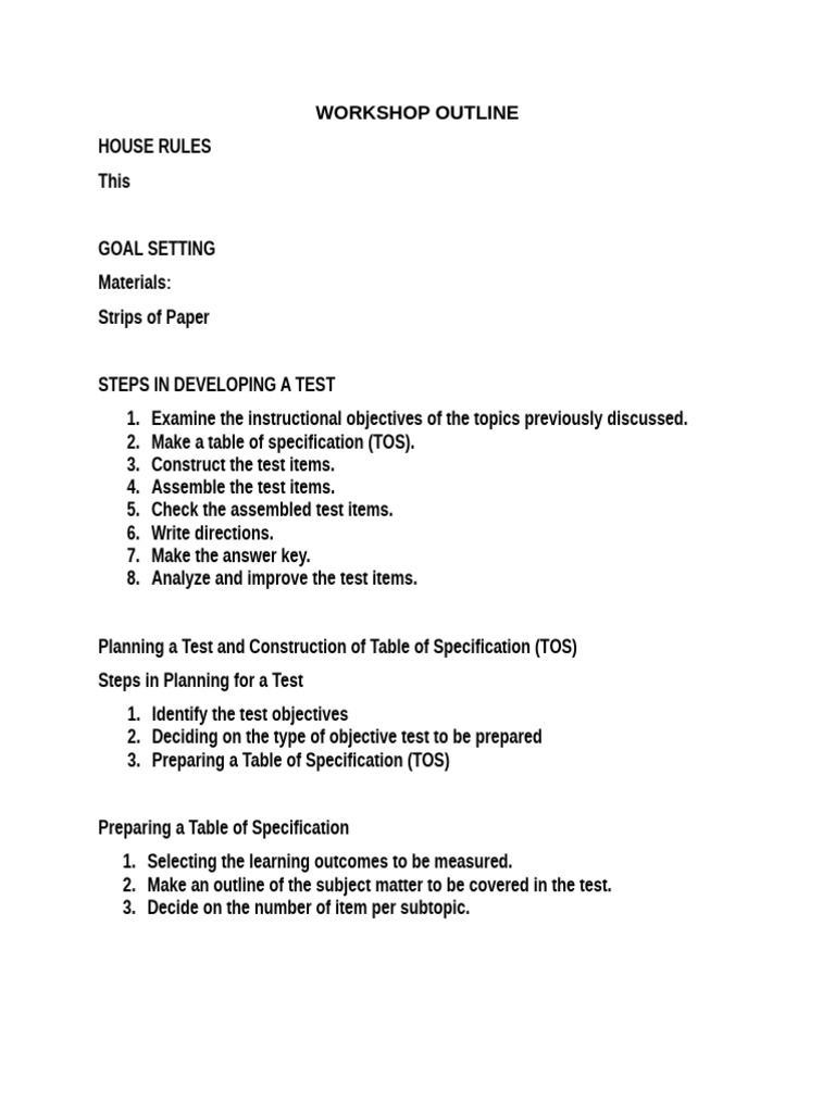 Test Planning and TOS Guide | PDF