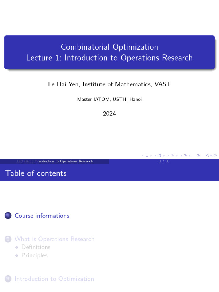 Introduction to Combinatorial Optimization | PDF | Mathematical Optimization | Linear Programming