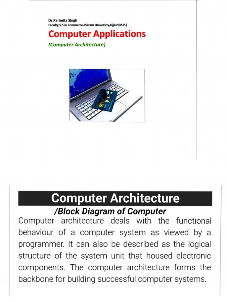 Topic-2 (Unit 1) Computer Architecture - Block Diagram | PDF