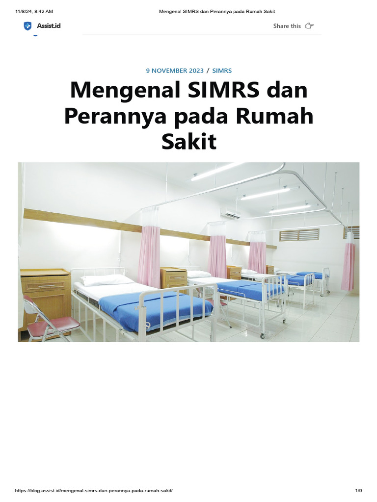 "Peran SIMRS di Rumah Sakit" | PDF