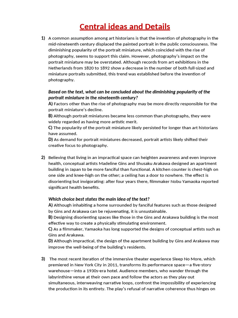 Central Ideas and Details | PDF | Natural Satellite