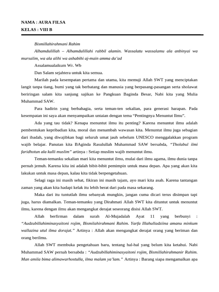 Nama: Aura Filsa Kelas: Viii B | PDF