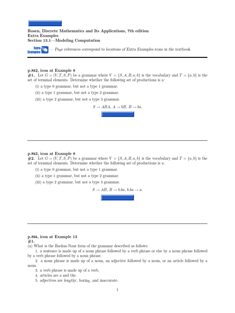 Rosen 7 e Extra Examples 1301 | PDF | Phrase | Noun