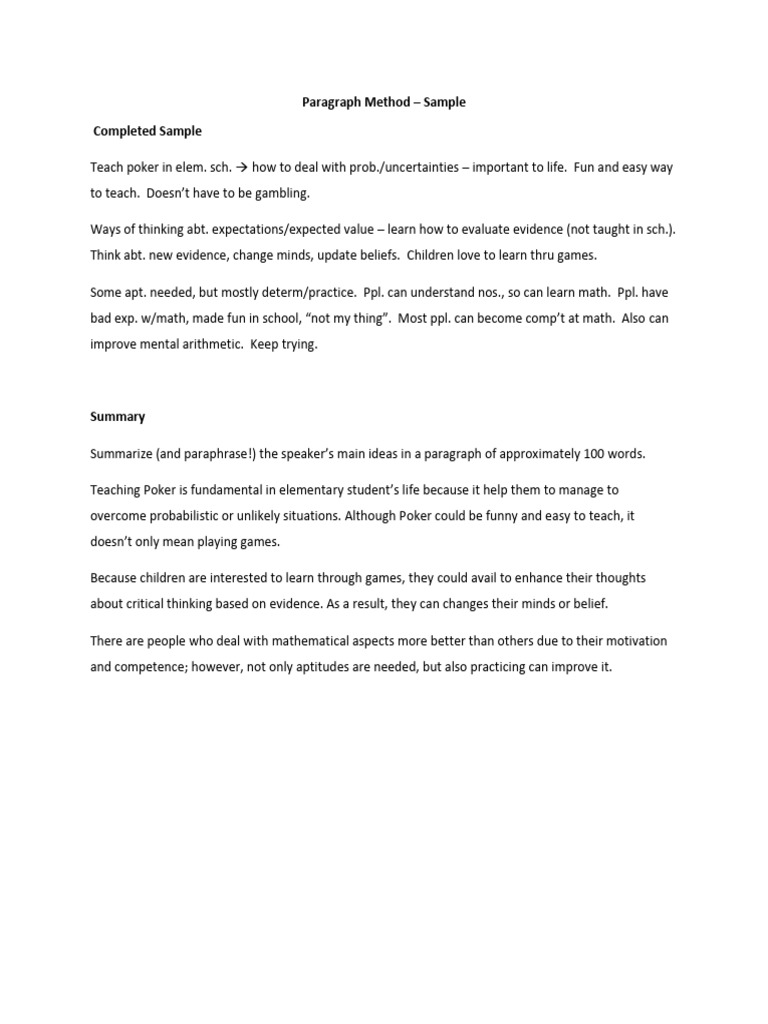 Paragraph Method | PDF