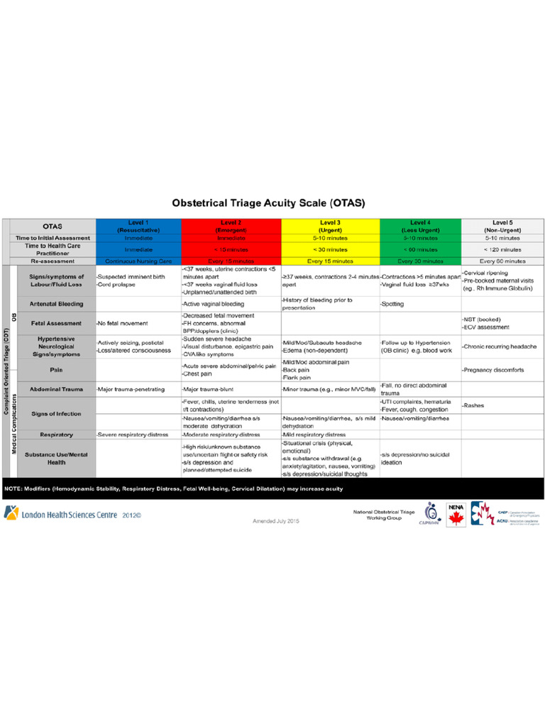 National Triage Working Group Revised OTAS Tool | PDF