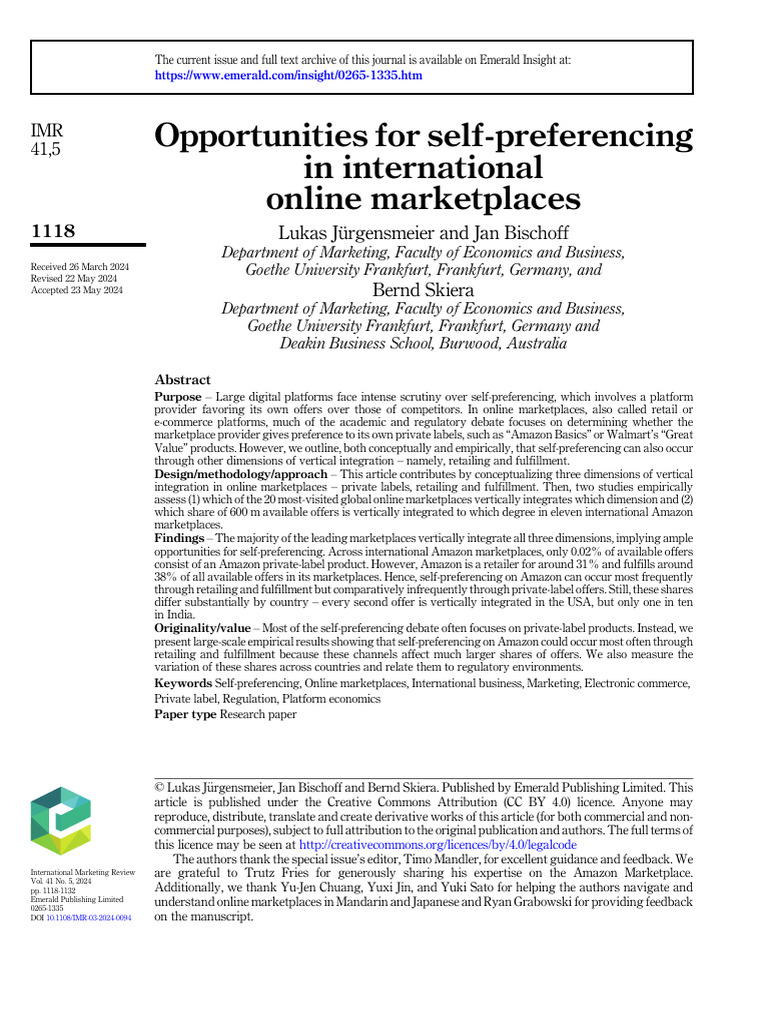 Self-Preferencing in Online Marketplaces | PDF | Retail | Private Label