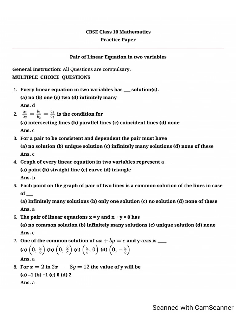 10 Math PP Pair Linear Equation 2 Variables | PDF
