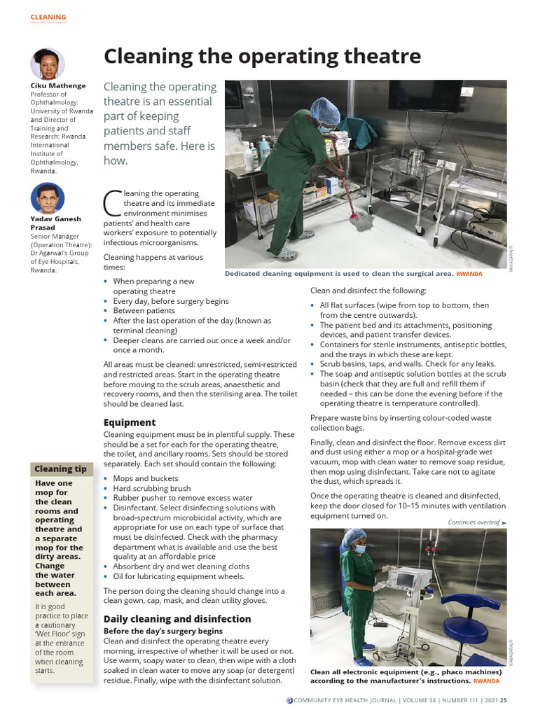 Operating Theatre Cleaning Guidelines | PDF | Visual Impairment ...