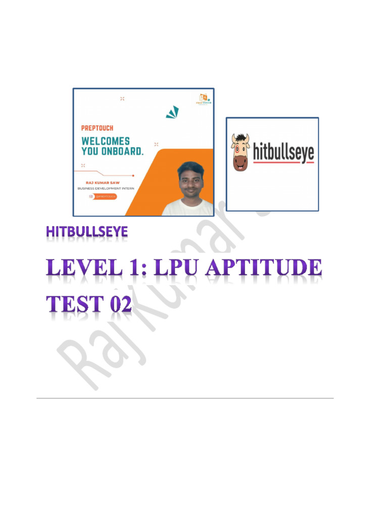 Hitbullseye Level 1 LPU Aptitude Test 02 | PDF | Area | Injection ...