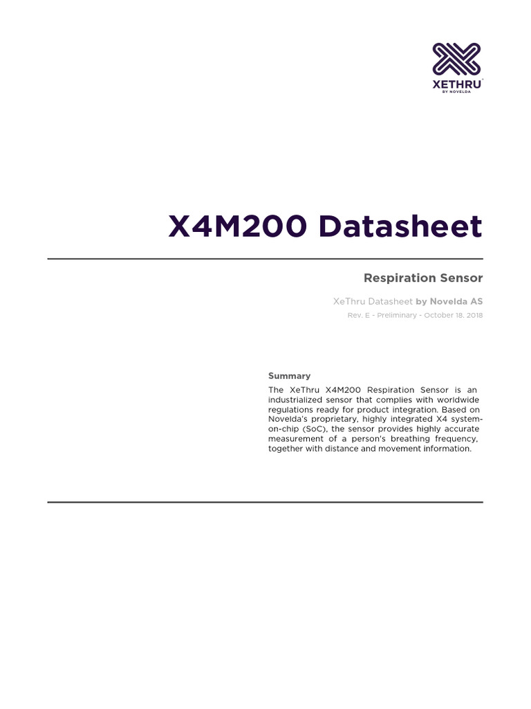 XeThru X4M200 Respiration Sensor Overview | PDF | Ultra Wideband | Radar